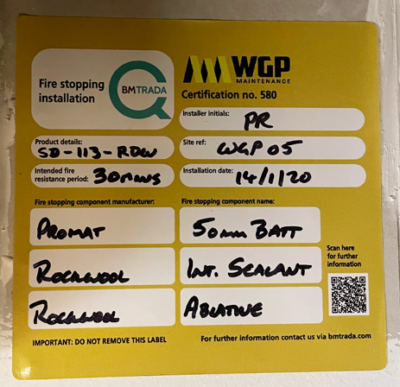 Fire Stopping & Regulations | WGP Maintenance